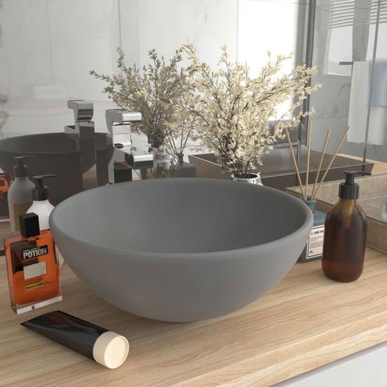 HSF®Lavabo Lave main - Design moderne rond de luxe de salle Gris clair ...