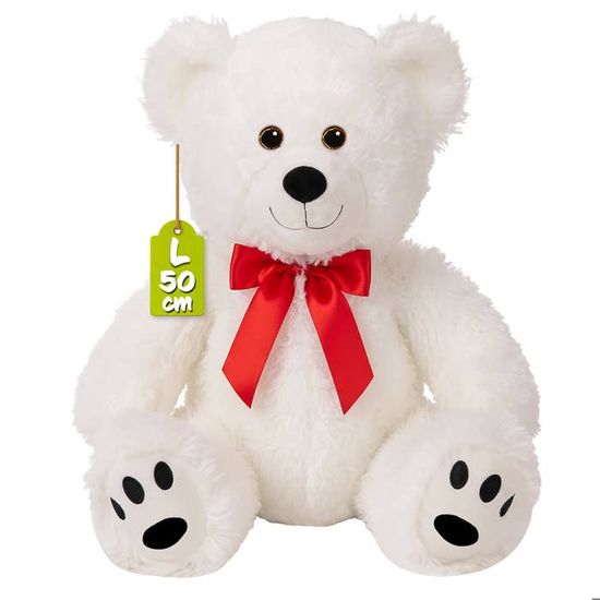 Nounours Ours en peluche 50cm Teddy Bear doux - blanc - Cdiscount Jeux ...