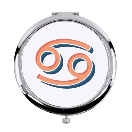 Miroir de poche en métal Blanc - Cancer Signe astrologie Zodiaque ...
