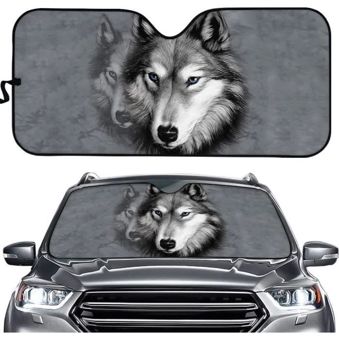 Pare-soleil pliable pour voiture, motif loup gris, protection pour ...