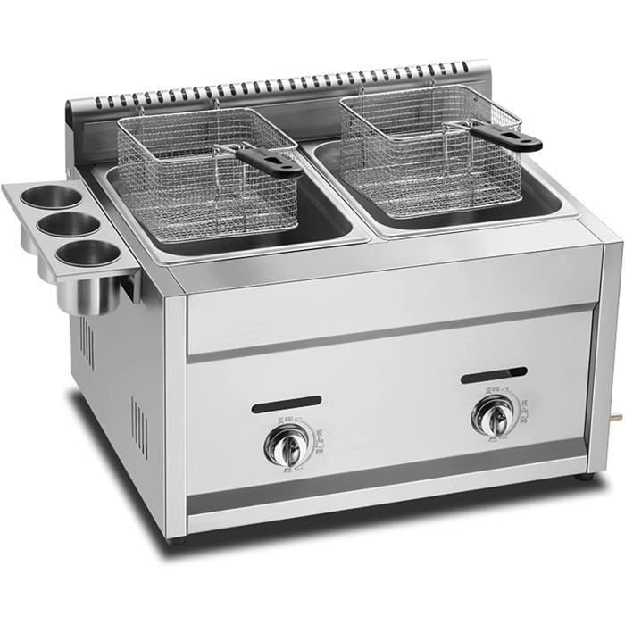 Friteuse à gaz Commerciale, friteuse Professionnelle GPL avec 2 paniers ...