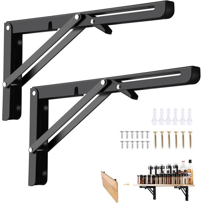 Équerre Pliante300mm, 2 Pièces Noir Support Console Pliable, Supports D ...
