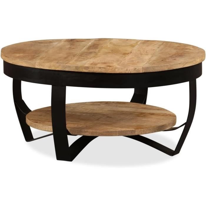 Table Basse - mewmewcat - Rond - Bois Massif de Manguier - Relevable ...
