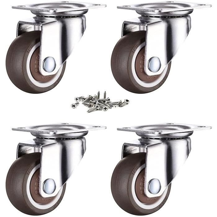 4 Pièces Roulette Pivotante avec Frein roulettes Pivotantes de ...