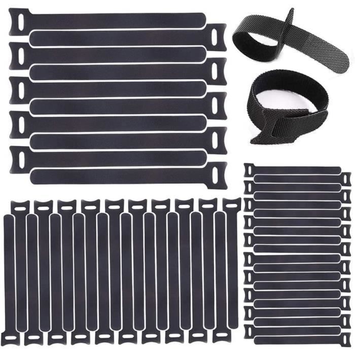60 pièces Attache Cable,Serre Cable Sangle Rangement Cable ...