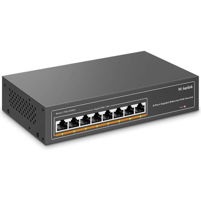 8 Port Gigabit PoE Switch, 8 PoE+ Ports 1000Mbps, 802.3af-at 120W, Plug ...