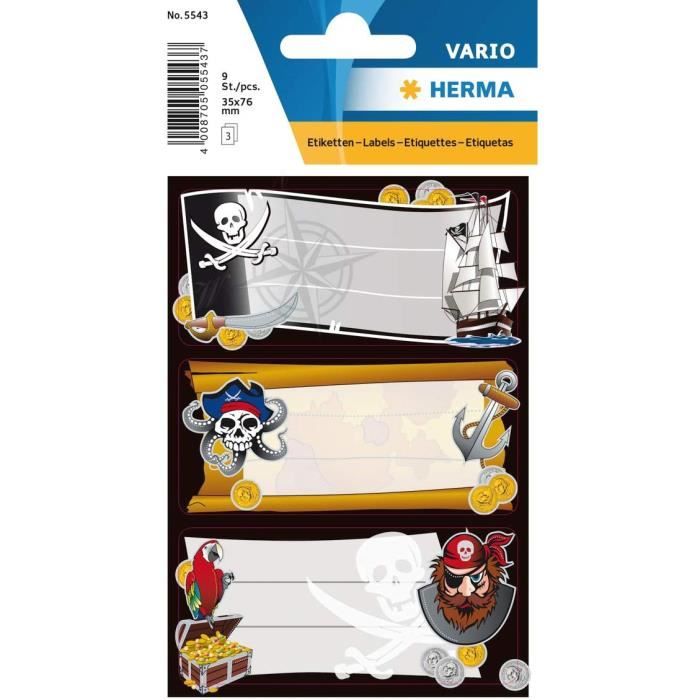 Herma 5543 de nom Cahier Étiquettes pour l'école motif pirates, format ...