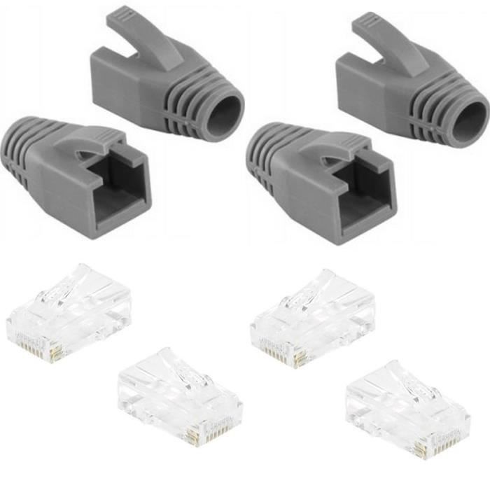 CABLING® Lot de 4 connecteurs RJ45 avec 4 embouts de protection pour ...