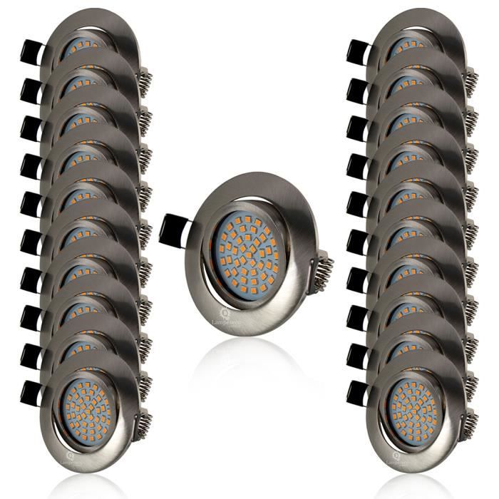 Spot LED Encastrable Extra Plat Dimmable Orientable - LAMPESECOENERGIE - Blanc Chaud 3000K ...