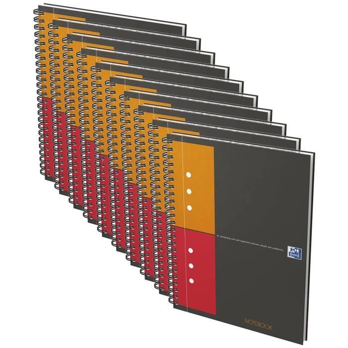 Cahier - OXFORD - A5+ - Lot de 10 - 160 pages - Couverture Rigide Gris ...