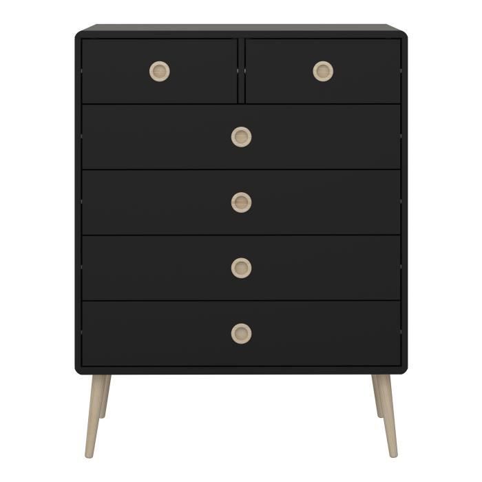 Commode rectangulaire en MDF coloris noir et chêne naturel- Longueur 81 ...