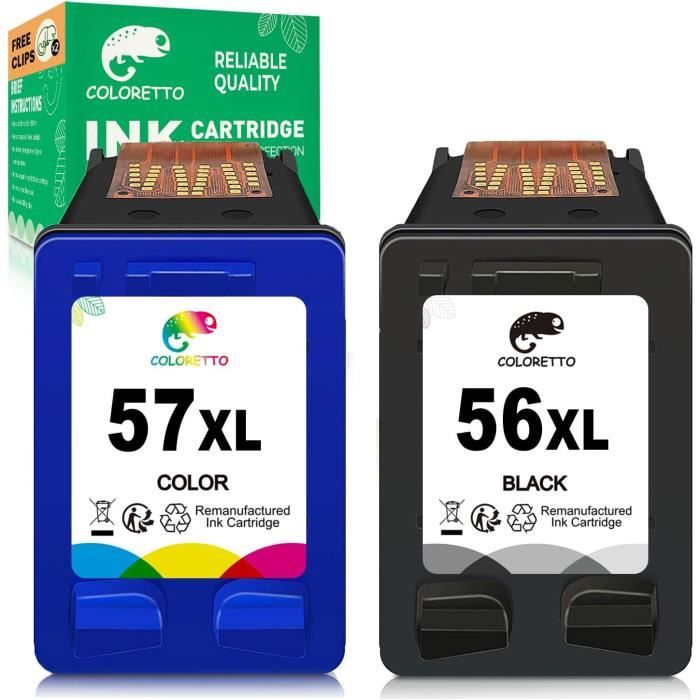 56 Xl 57 Xl Cartouches D'Encre Remanufacturées Pour Hp 56Xl 57Xl Psc ...
