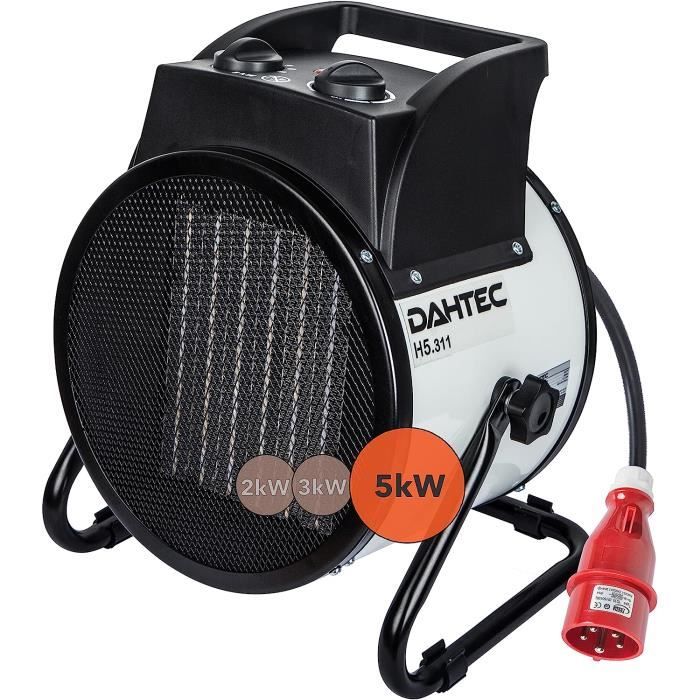 DAHTEC chauffage soufflant céramique électrique 5000w avec thermostat et 2 niveaux de chauffage ...