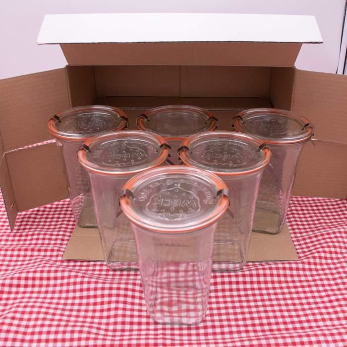 Flaschenbauer.de Weck - Lot de 6 bocaux en verre - De forme carrée ...