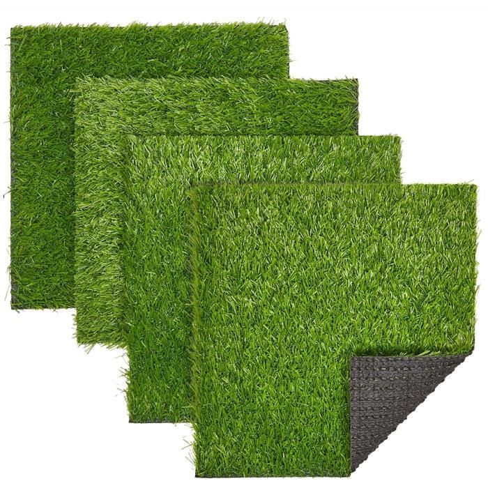 Carrés de Faux Gazon Synthétique - Paquet de 4 - Carreaux de Gazon ...