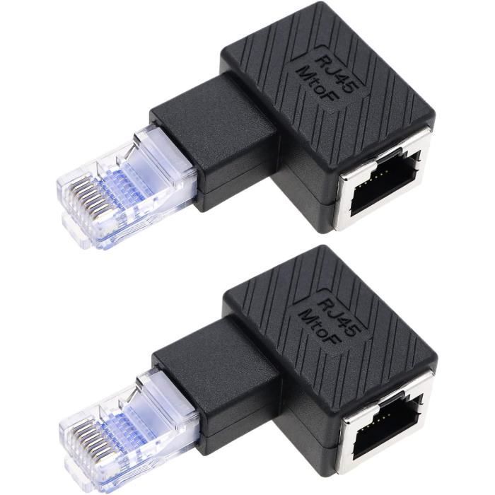 2Pcs Rj45 Adaptateur Ethernet 90 Degrés Rj45 Mâle À Rj45 Adaptateur ...