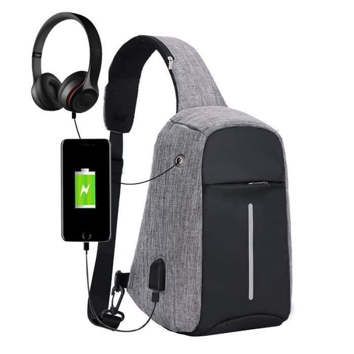 Ecent Sacoche bandoulière Sac de poitrine homme et femme Anti-vol avec ...