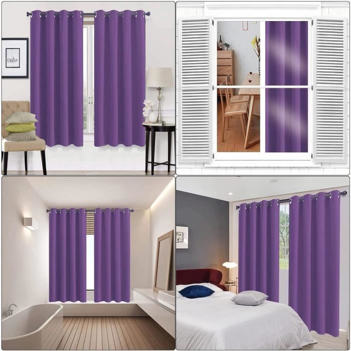 Occultants À Pattes 120X120Cm Violet Tissu Occultant Pour Rideau ...