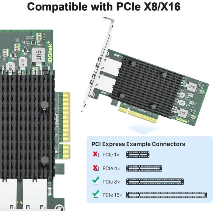 ® Carte Réseau 10Gbe Pcie Pour Intel X540-T2 - X540 Chip, Dual Rj45 ...