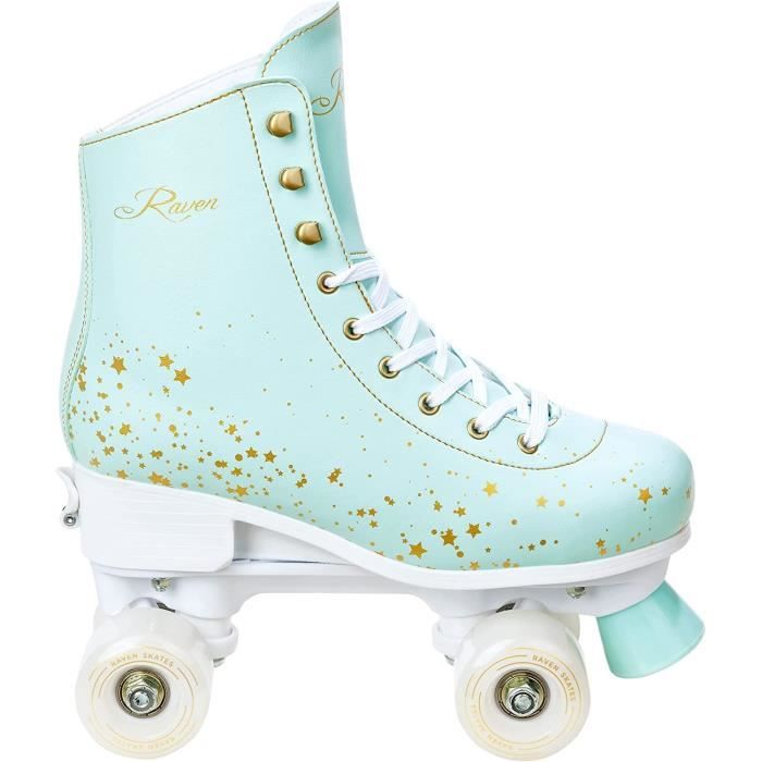 Patin à roulettes LED No - RAVEN - Mixte - Roller - Blanc/Menthe - Cuir ...