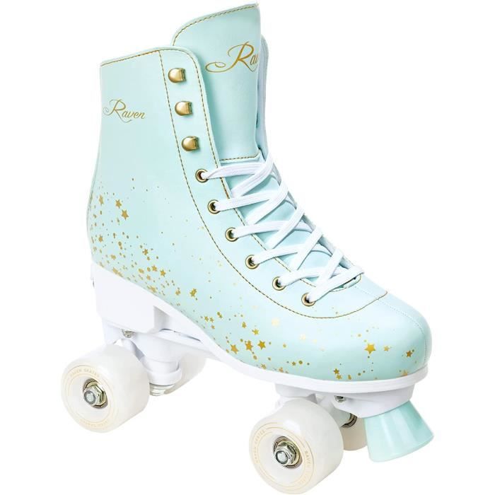 Patin à roulettes LED No - RAVEN - Mixte - Roller - Blanc/Menthe - Cuir ...