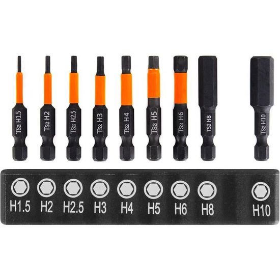 Lot De 9 Embouts De Vissage, Tige Hexagonale 1-4" De 50 Mm De Long ...