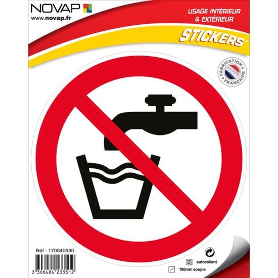 Panneau Eau non potable - Vinyle adhésif Ø180mm - 4233512 - Cdiscount ...