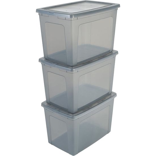 Iris Ohyama, Boite de Rangement Multi-Usages, 70L, Lot de 3, Gris, MCB-70 - Cdiscount Maison