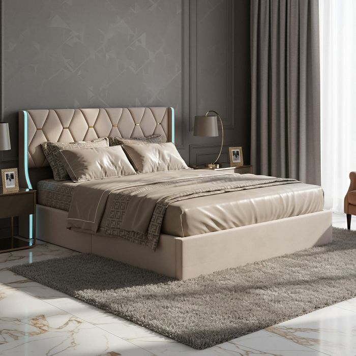 Lit Coffre 140 x 200 cm Lit capitonné double Lit adulte - Structure du ...