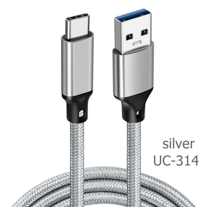 UC-314 Silver-Câble USB type-c 60W PD 0.2 pour recharge rapide et ...