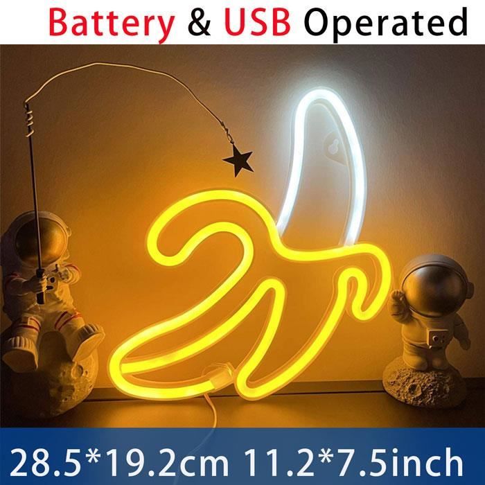 Banane 1 jaune - Lampe LED fluo en forme de banane, luminaire décoratif ...