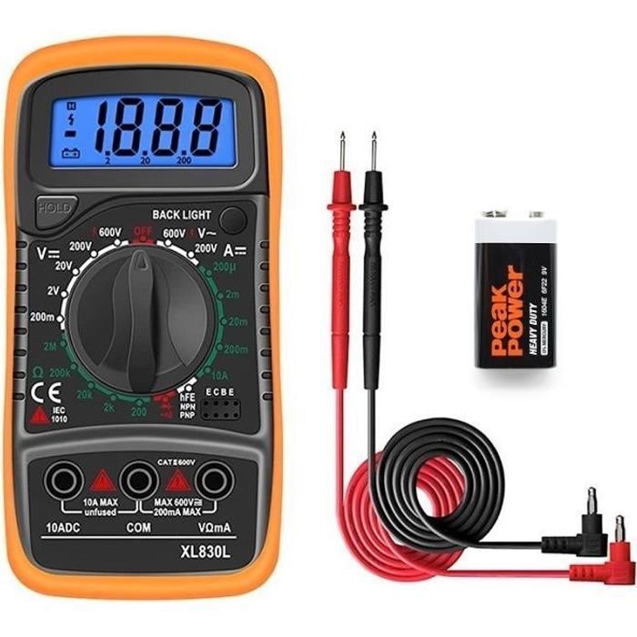 Multimètre Numérique - ZISONIX - XL830L - Écran LCD Rétro-éclairé ...