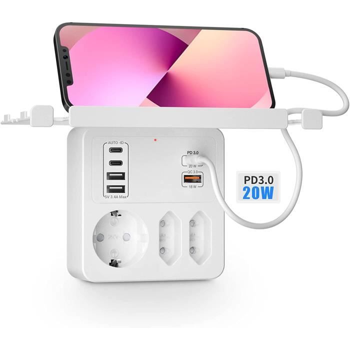 Prise Usb Multiple, Adaptateur Prise Murale 3 Prises Électriques ...
