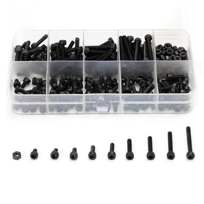 Kit De Vis À Tête Hexagonale En Acier Noir 280 Piècesboîte M2 M25 M3 ...