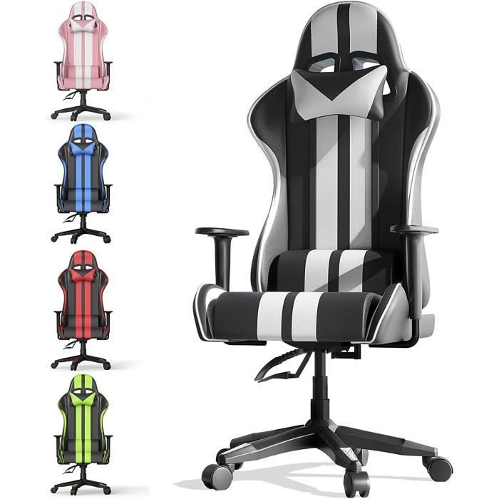 Chaise gaming BIGZZIA- Chaise Gamer Réglable Pivotant- Fauteuil gamer ...