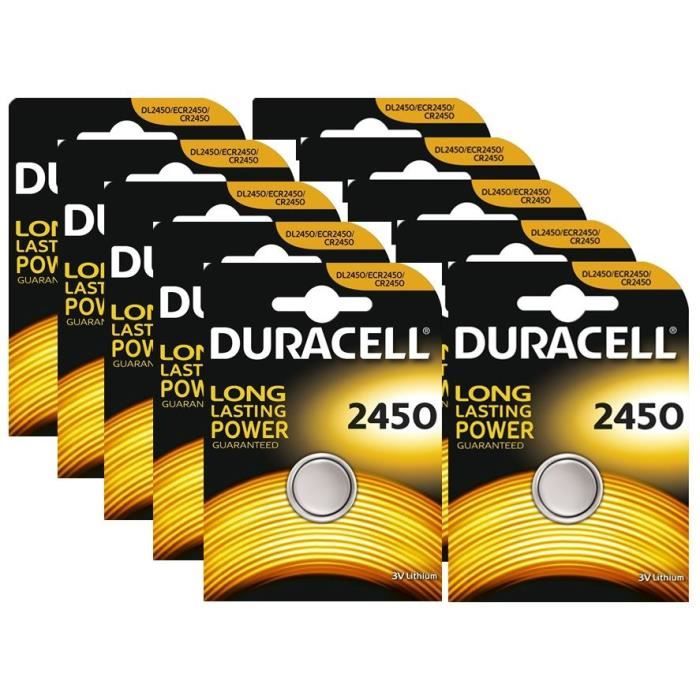 10 x Duracell CR2450 batterie Lithium pile à pile 2450 DL2450 K2450L - Cdiscount Bricolage