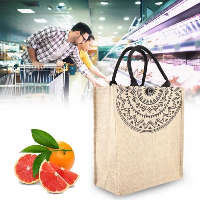 EJ.life Sac en Jute Vintage, Cabas en Jute, Sac de Course, Épaule ...