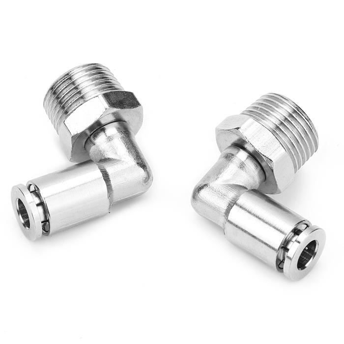 EJ.life raccord rapide du tuyau d'air BSPP 2 pièces connecteur rapide pneumatique 6 mm nickelé ...