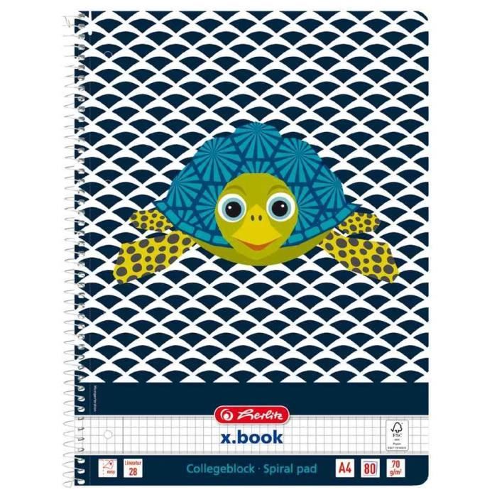 Cahier - HERLITZ - Cute Animals Turtle - A4 - 160 pages - 70 g/m² ...
