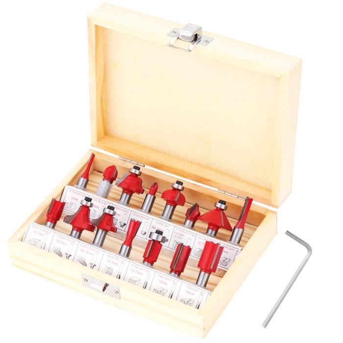 15PCS Fraises pour Défonceuse 8mm, Fraise à Bois en Carbure de Tungstène, Coffret Fraises ...