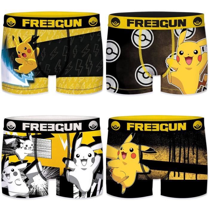 Lot de 4 Boxers Homme Pokemon Pikachu - FG/PKM11/1/BM/LOT4H/05 Jaune ...