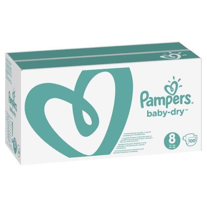 SHOT CASE - PAMPERS BABY-DRY Taille 8 - 17Kg et + 100 couches - Pack 1 ...