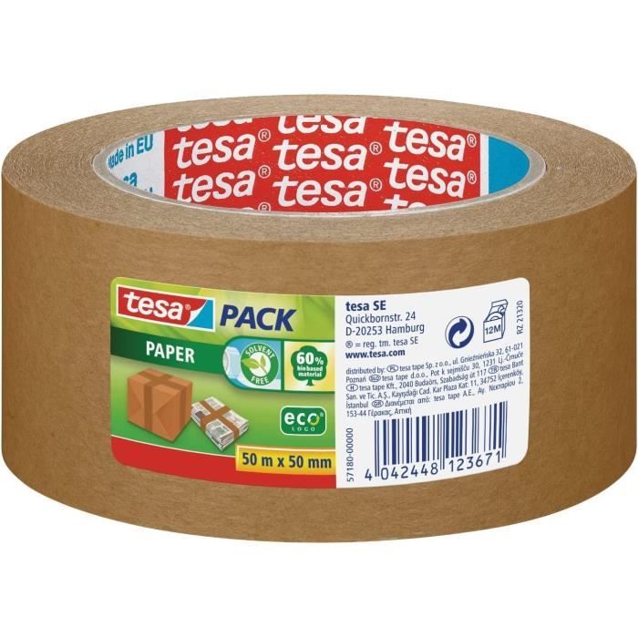 TESA EcoLogo Ruban adhésif emballage Kraft 50 mm x 50 m233 - Cdiscount ...