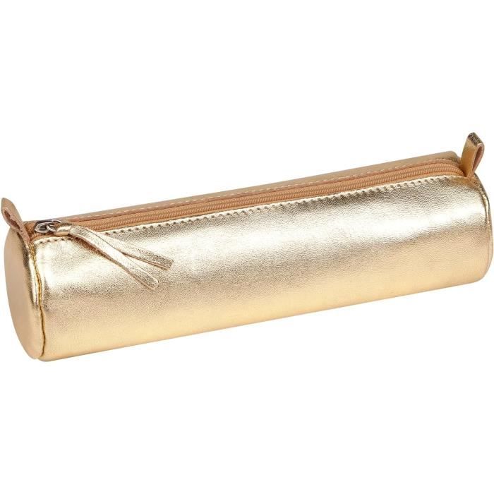 8692C - Trousse Scolaire Ronde Dorée Effet Irisé Ø5,5X22 Cm En ...