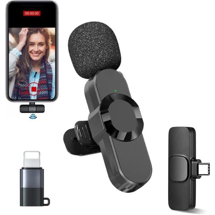 Microphones De Lavalier Sans Fil, 2 In 1 Microphone À Pince,Mini-Microphone Plug Et Play Pour ...
