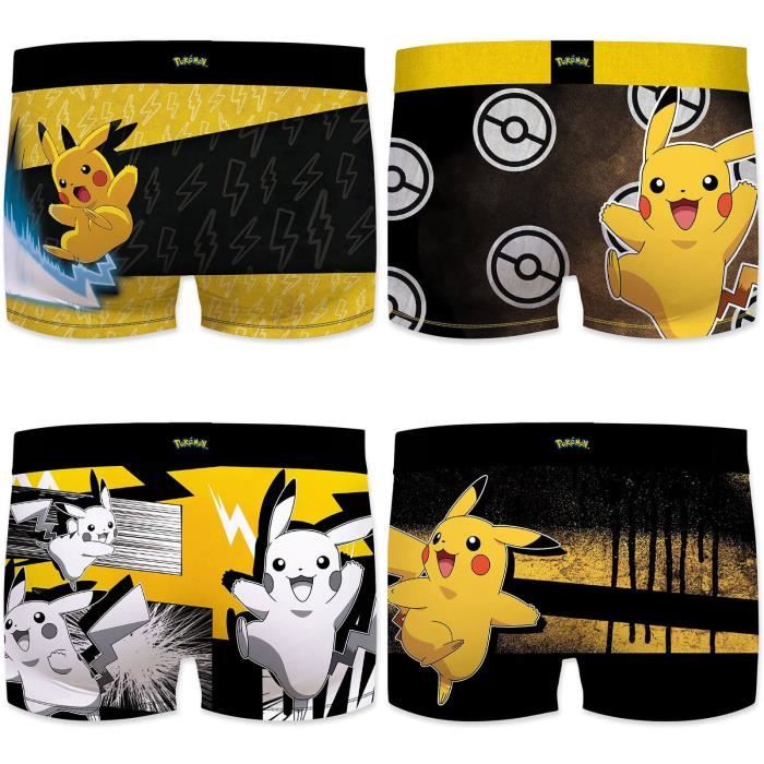Lot de 4 Boxers Homme Pokemon Pikachu - FG/PKM11/1/BM/LOT4H/05 Jaune ...