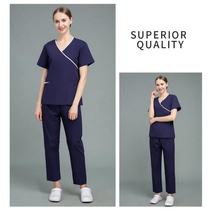 BLOUSE PROFESSIONNELLE Tshirt + Pantalon Uniforme d'infirmière Travail ...