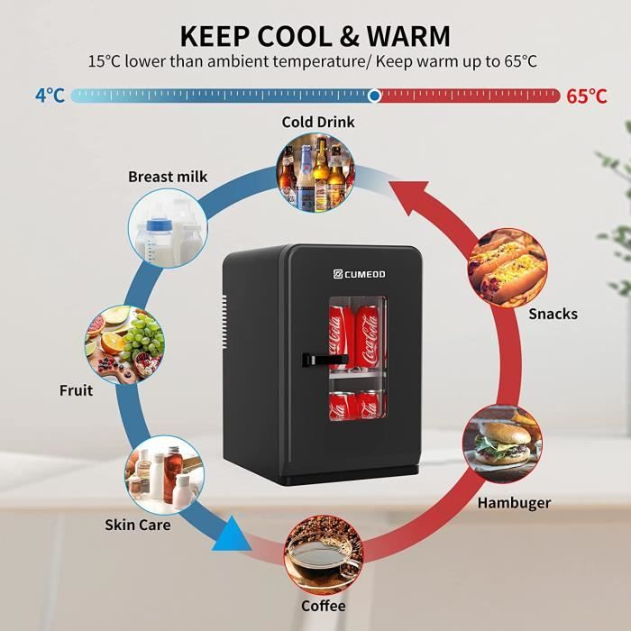 Mini Frigo - Cumeod - 15L - 12V DC/220V AC - Portable - Fonction Chaud ...