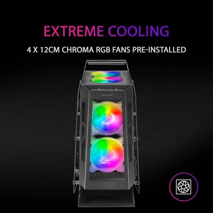 Mc61 Noir, Boîtier Pc Gaming Compact Micro-Atx, 4 Ventilateurs 12Cm ...