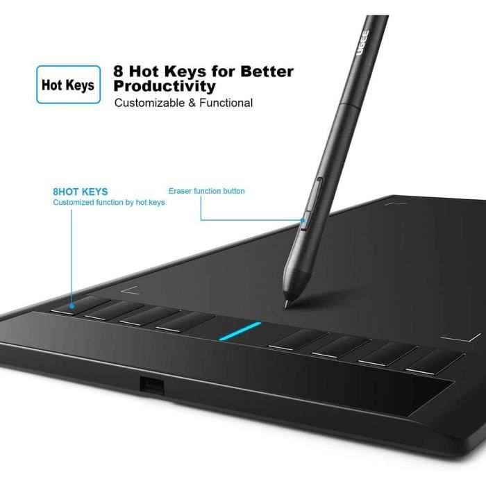 M708 Tablette Graphique 10 X 6 Pouces 8 Touches Art Tablet 8192 ...